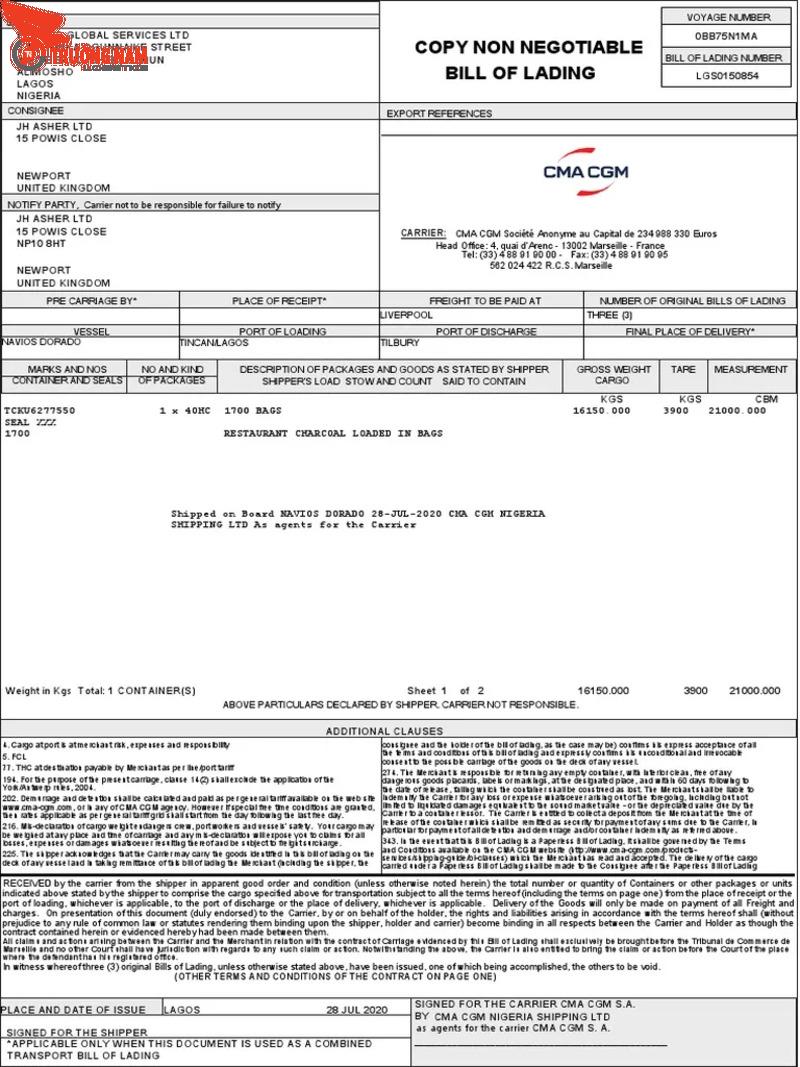 Vận đơn không chuyển nhượng được | Non-negotiable bill of lading